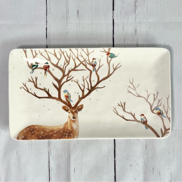 Pier 1 | Dining | Pier Imports Deer And Birds Christmas Scene Serving ...